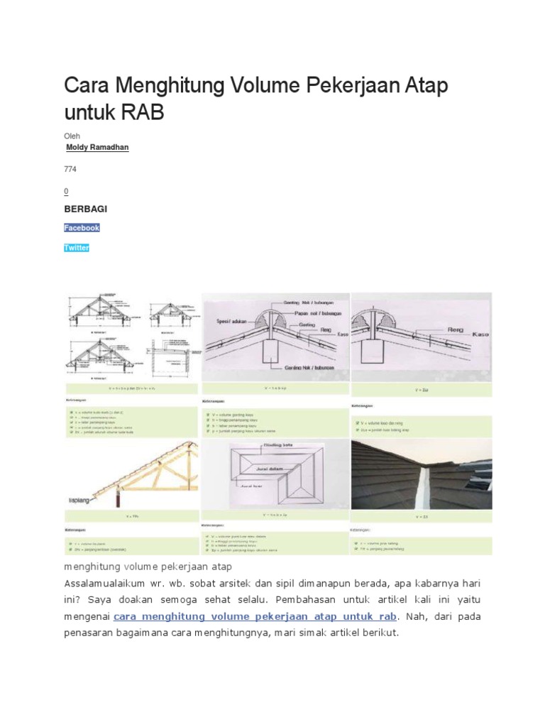 Cara Menghitung Volume Pekerjaan Atap Untuk RAB | PDF