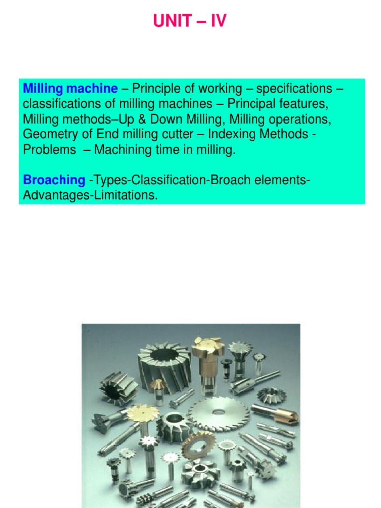 Milling machine operations and classifications | PDF | Machining | Gear