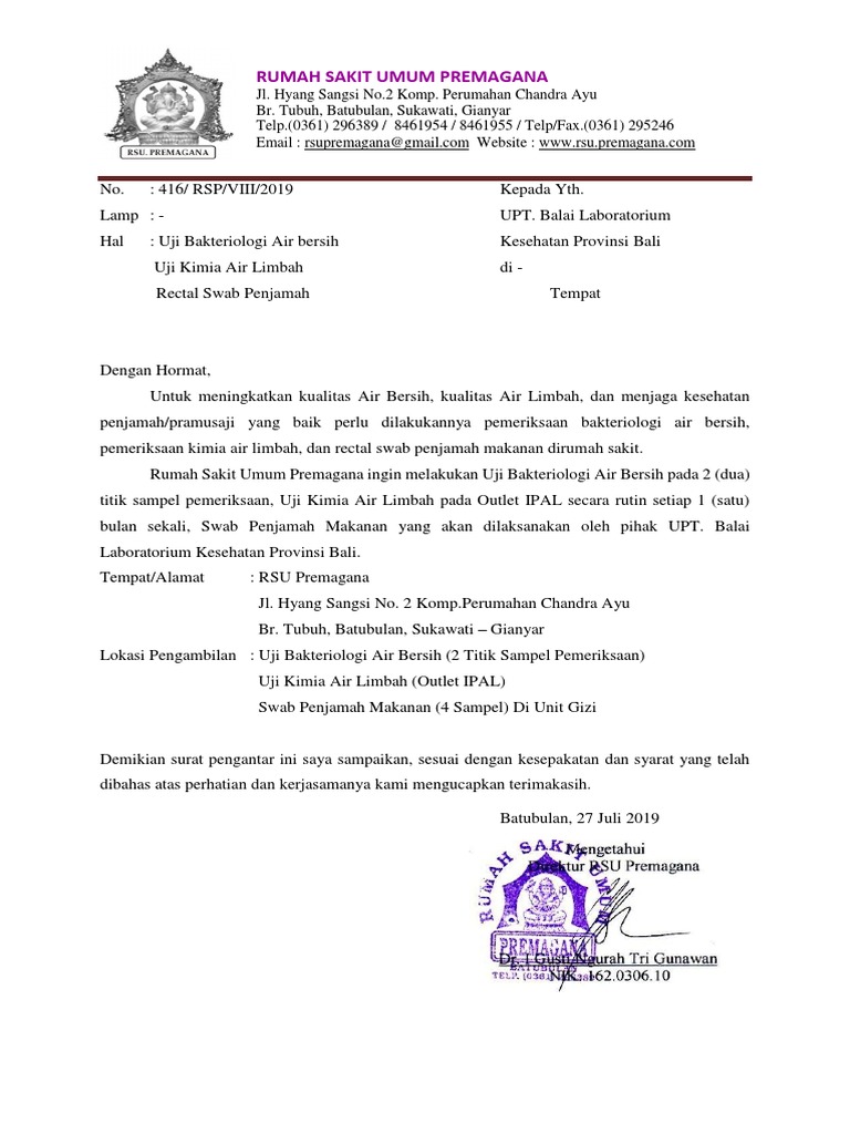 Surat Pengantar Pemeriksaan Lab | PDF