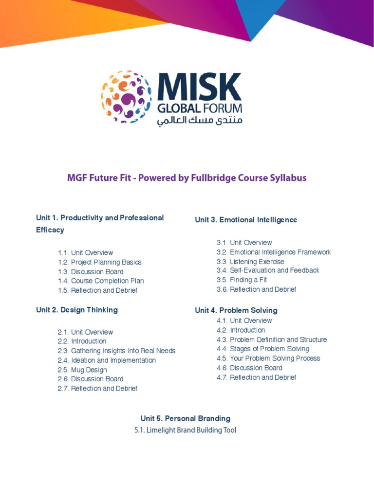 Developing Future Skills: A Syllabus for the MGF Future Fit Course Powered by Fullbridge | PDF