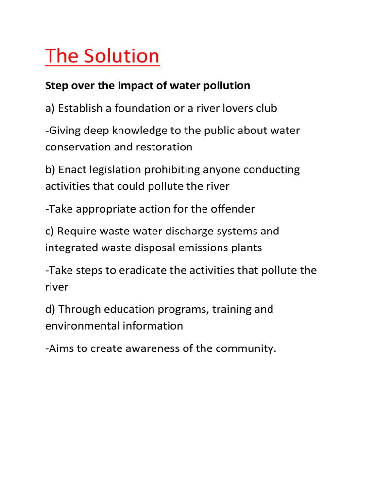 The Solution: Step Over The Impact of Water Pollution | PDF