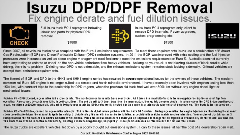 Isuzu DPD Removal PDF | PDF | Exhaust Gas | Motor Oil