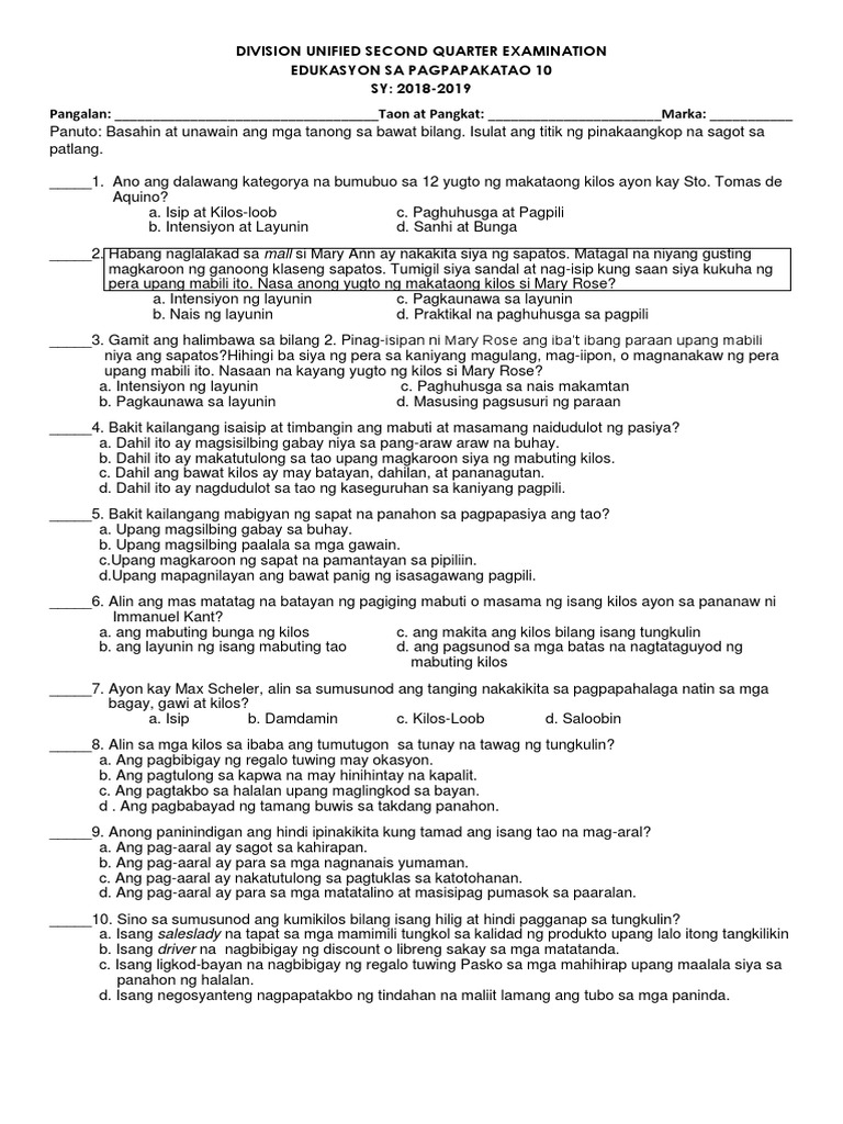 Esp 10 2nd Grading) | PDF