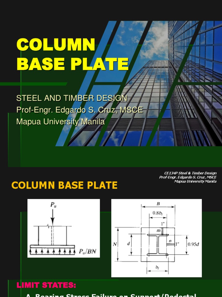3b. Column Base Plate Ce134p Escruz LRFD | PDF | Column | Bending