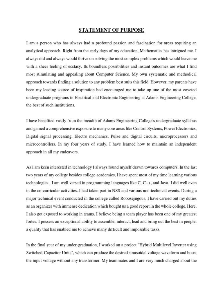 Statement of Purpose@ Pace | PDF | University | Electronics