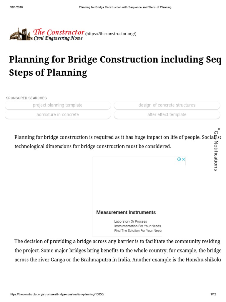 Planning For Bridge Construction With Sequence and Steps of Planning ...
