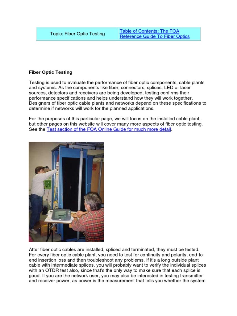 Fiber Optic Testing | PDF | Optical Fiber | Calibration