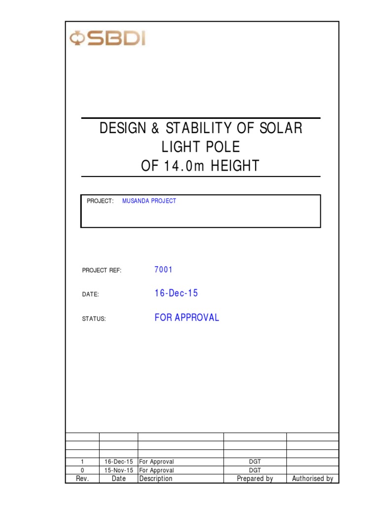 SOLAR LIGHT POLE FOUNDATION DESIGN | PDF | Building Engineering ...