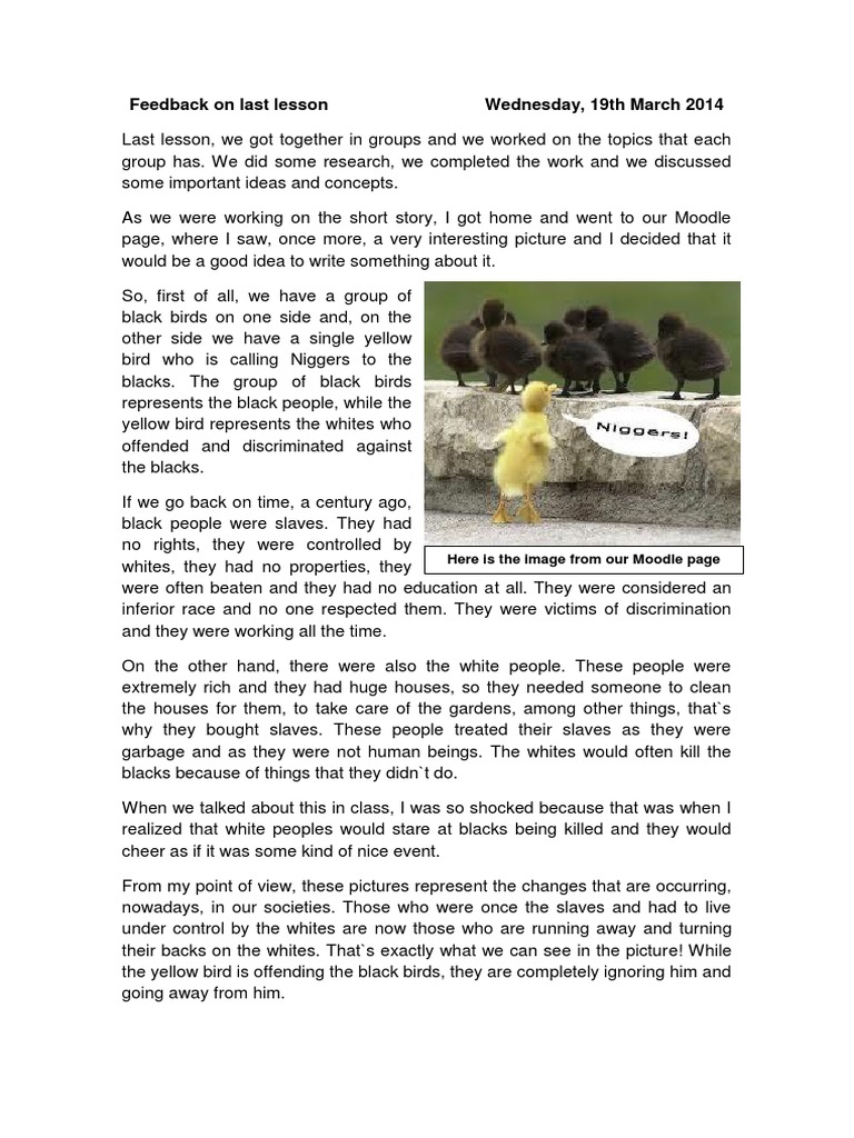 30 - 11A1 - Feedback On Last Lesson | PDF | Black People | Prejudice ...