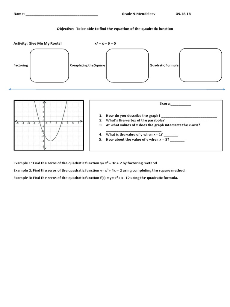 Finding Equation of Quadratic Function | PDF | Quadratic Equation ...