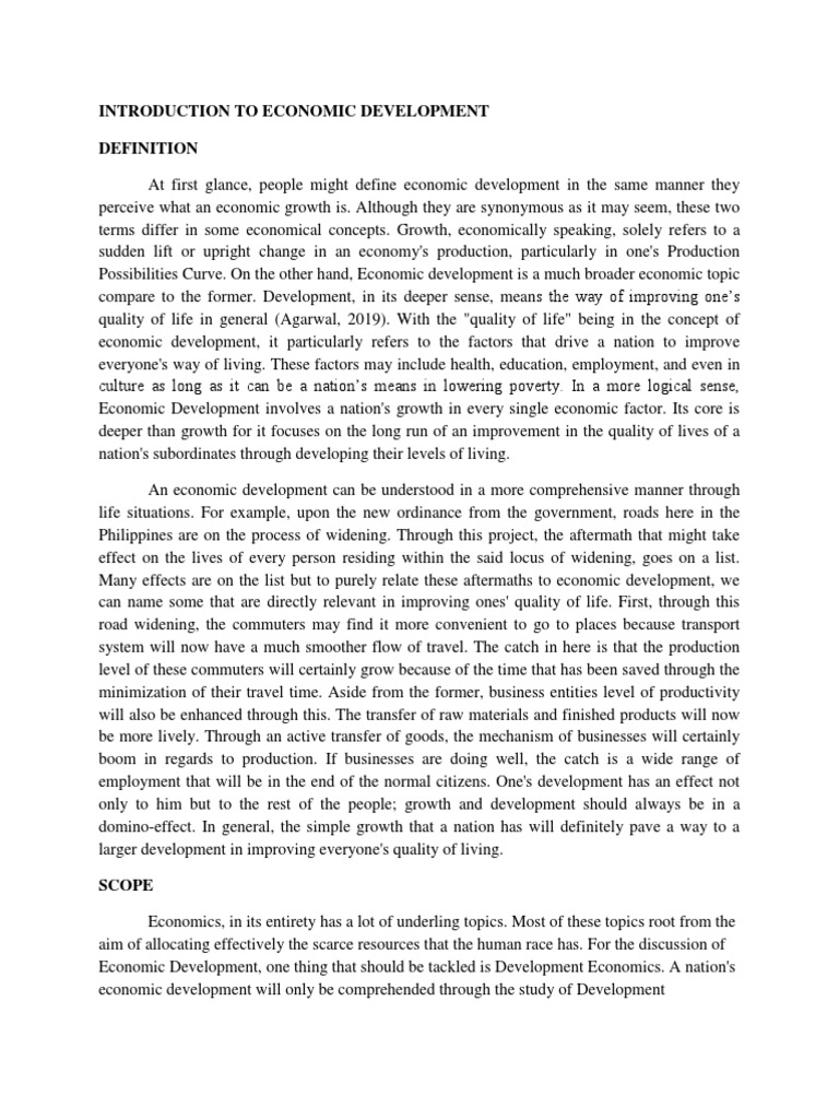 Introduction to Economic Development Concepts | PDF | Millennium ...