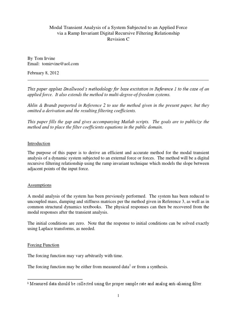 Force Ramp Invariant RevC | PDF | Convolution | Fourier Transform