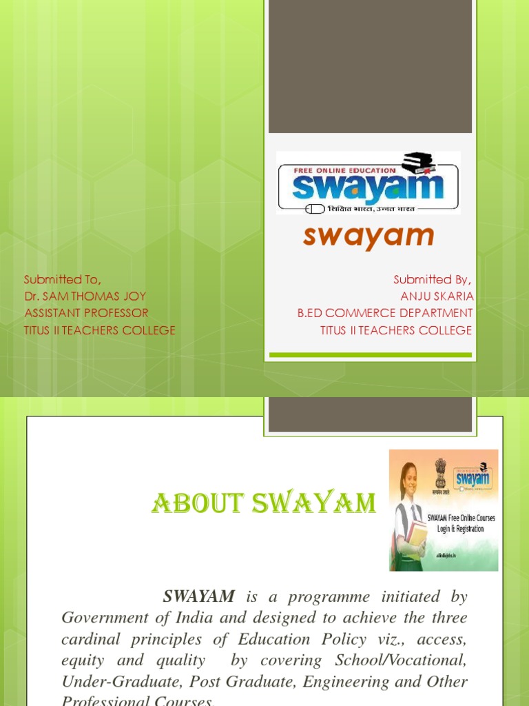 Presentation On Swayam | PDF