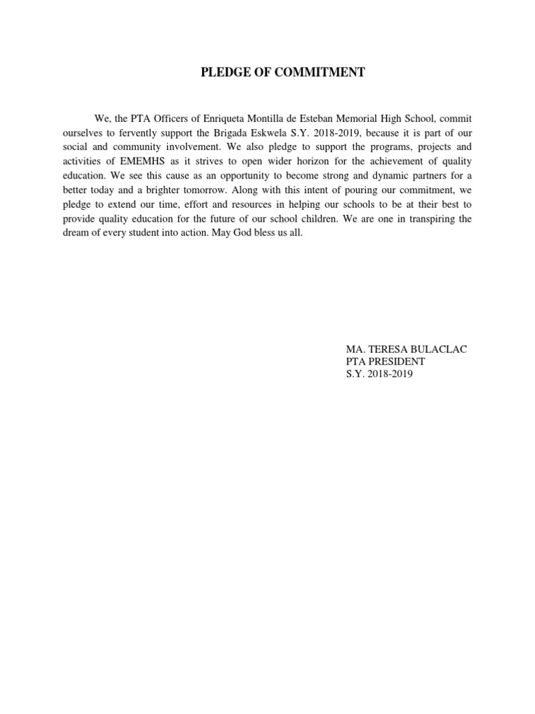 Pledge of Commitment | PDF