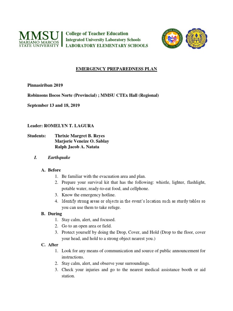 Emergency Prepareness Plan | PDF | Emergency Management | Public Safety