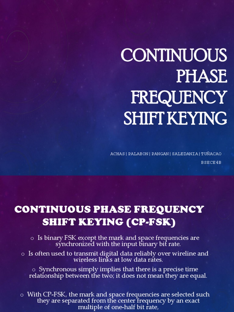 Continuous Phase Frequency Shift Keying: Achas - Palabon - Pangan ...
