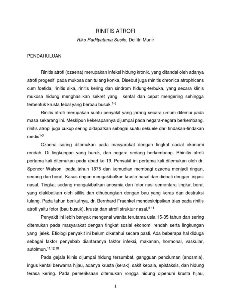 Rinitis Atrofi: Gejala dan Pengobatan | PDF
