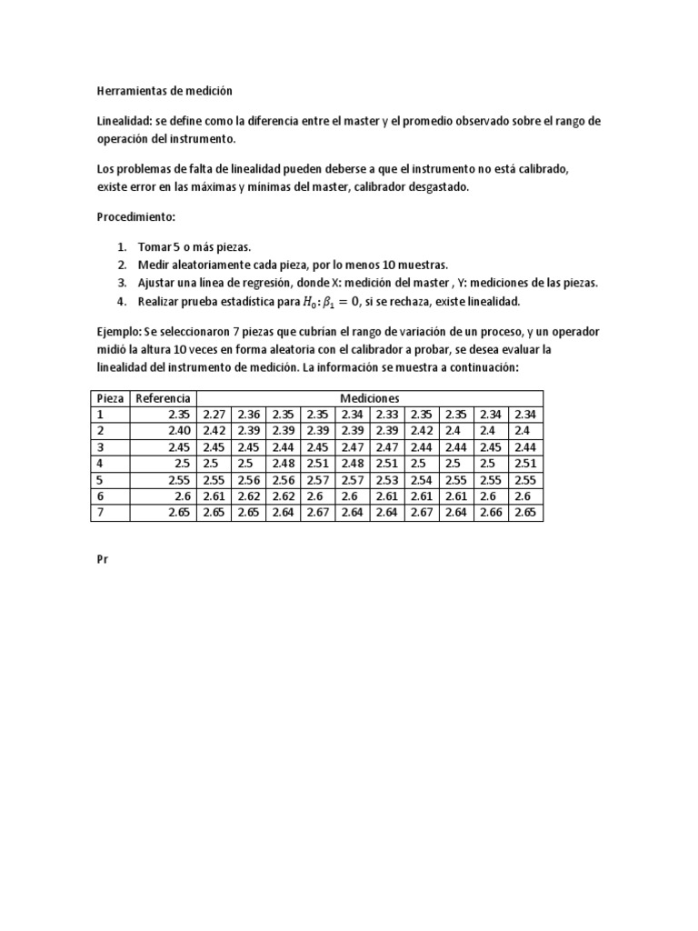 Evaluación linealidad instrumentos medición | PDF