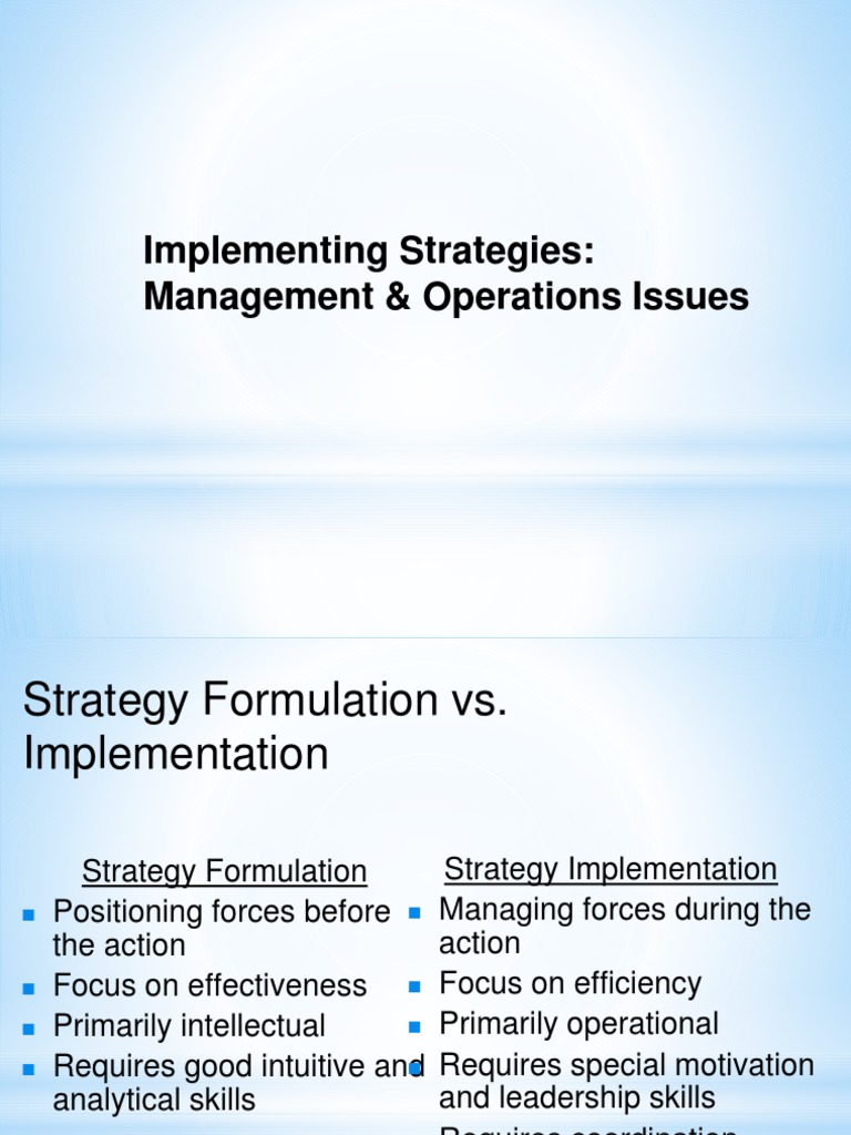 Implementing Strategies: Management & Operations Issues | PDF | Human Resources | Employment