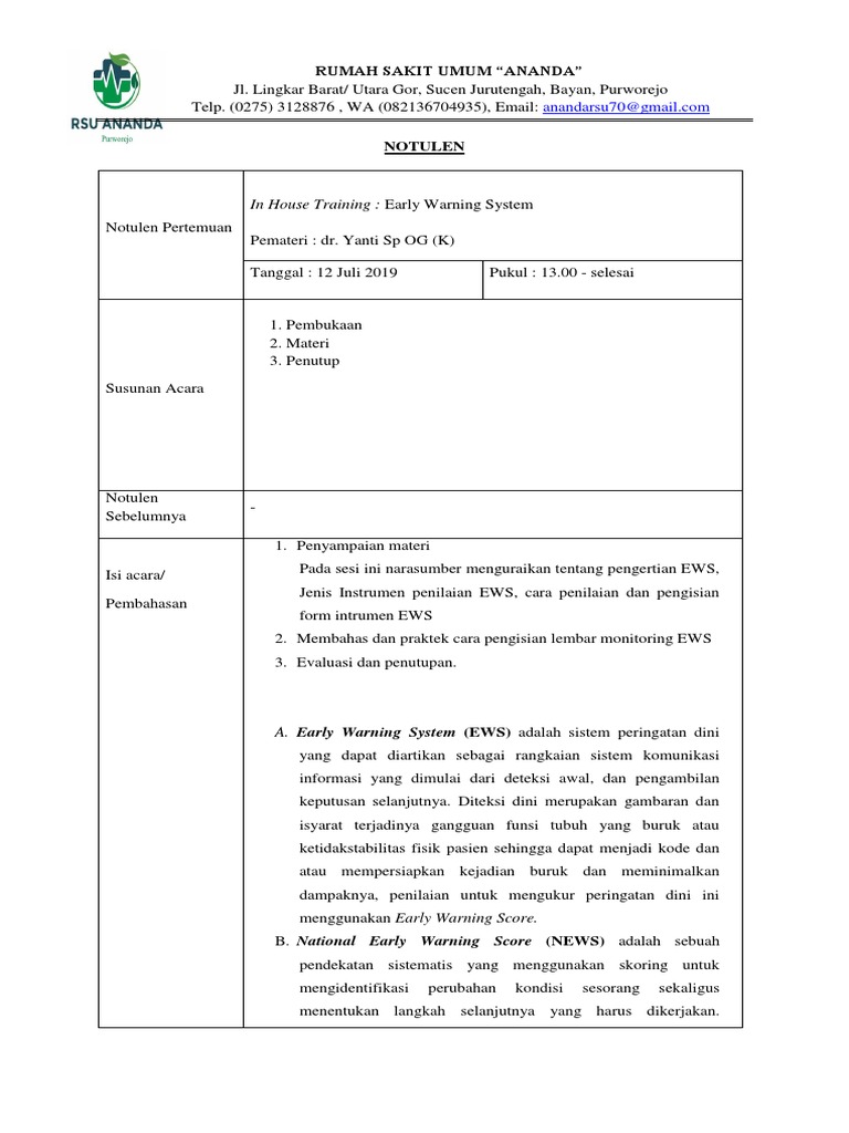 Notulen Iht Ews | PDF