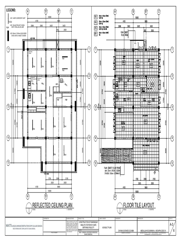 Reflected Ceiling Plan Floor Tile Layout: Legend | PDF | Fluorescence ...
