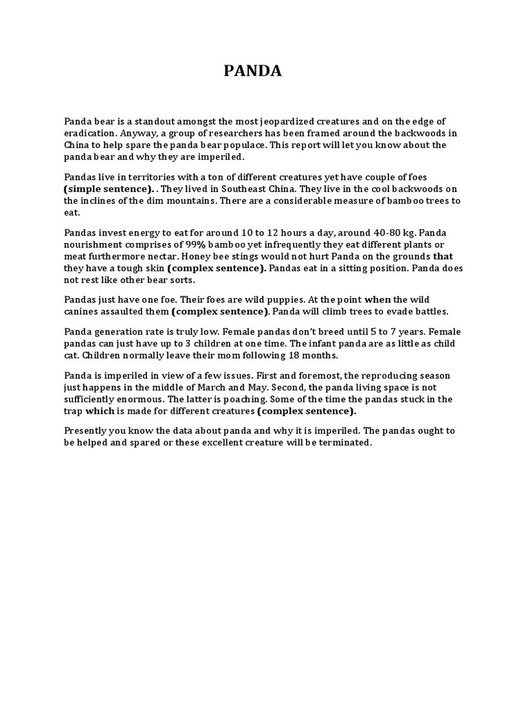 Panda: (Simple Sentence) - . They Lived in Southeast China. They Live ...