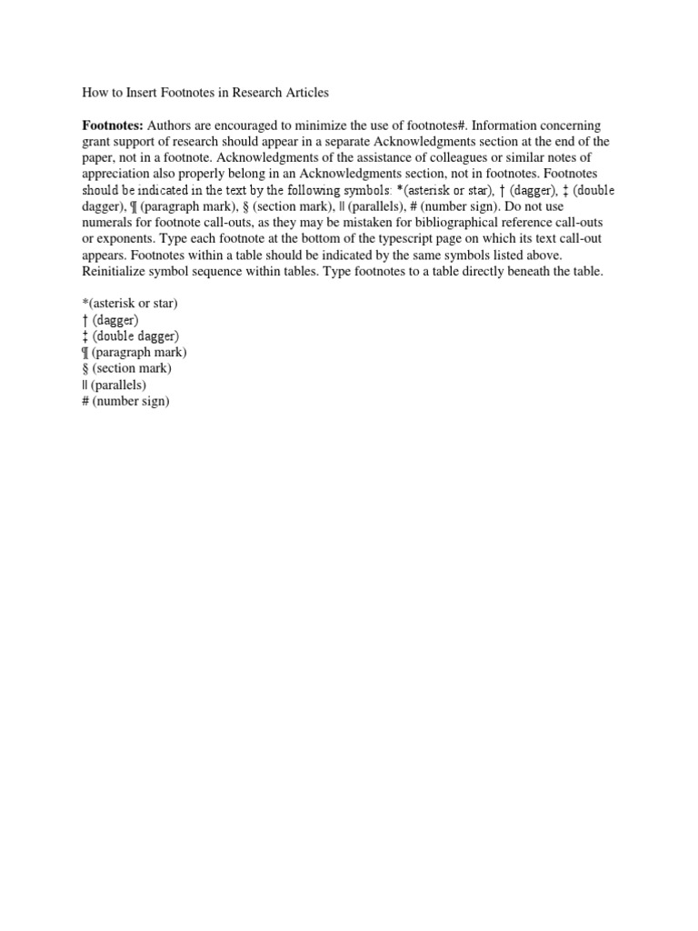 How To Insert Footnotes in Research Articles | PDF