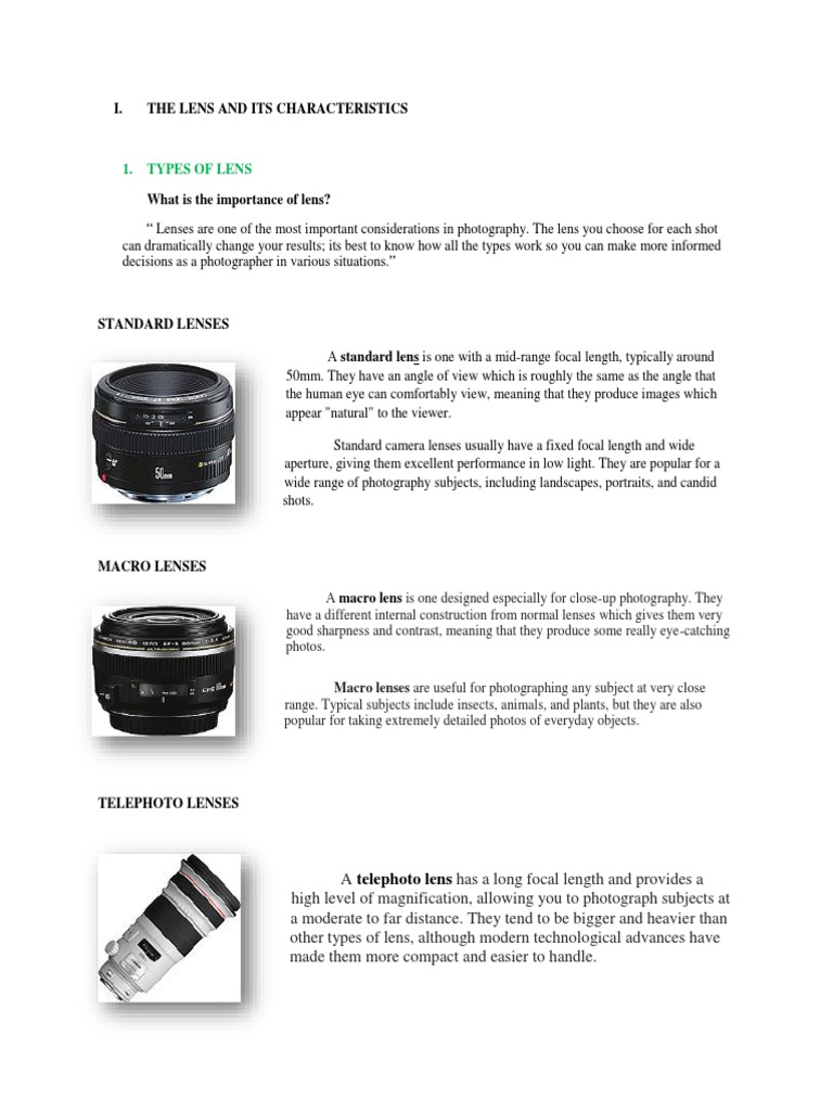 Understanding Camera Lens Types | PDF | Camera Lens | Lens (Optics)
