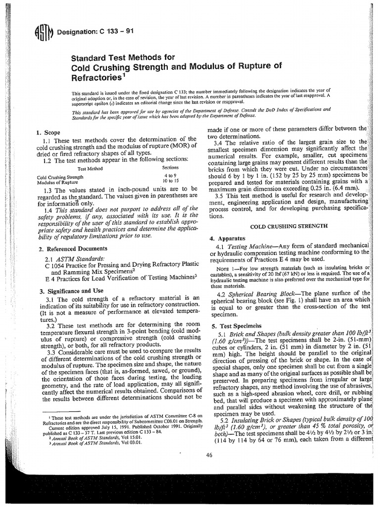 Astm c133 - Ccs & Mor | PDF
