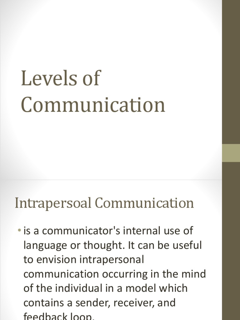 Levels of Communication | PDF | Interpersonal Communication | Nonverbal ...