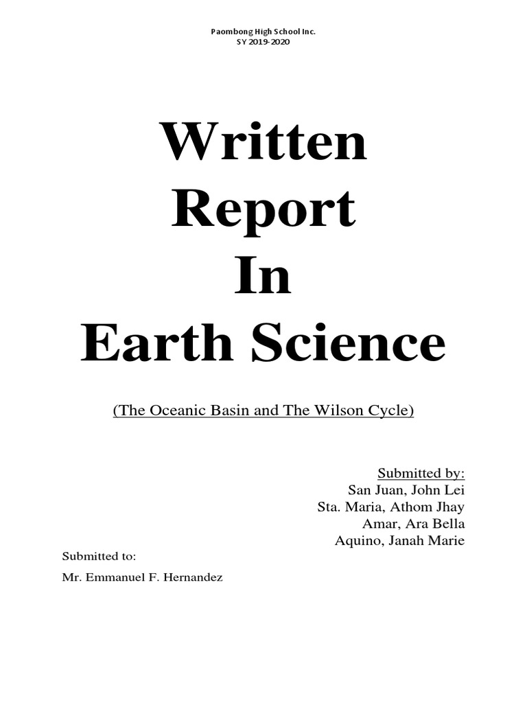 Written in Earth Science: (The Oceanic Basin and The Wilson Cycle ...