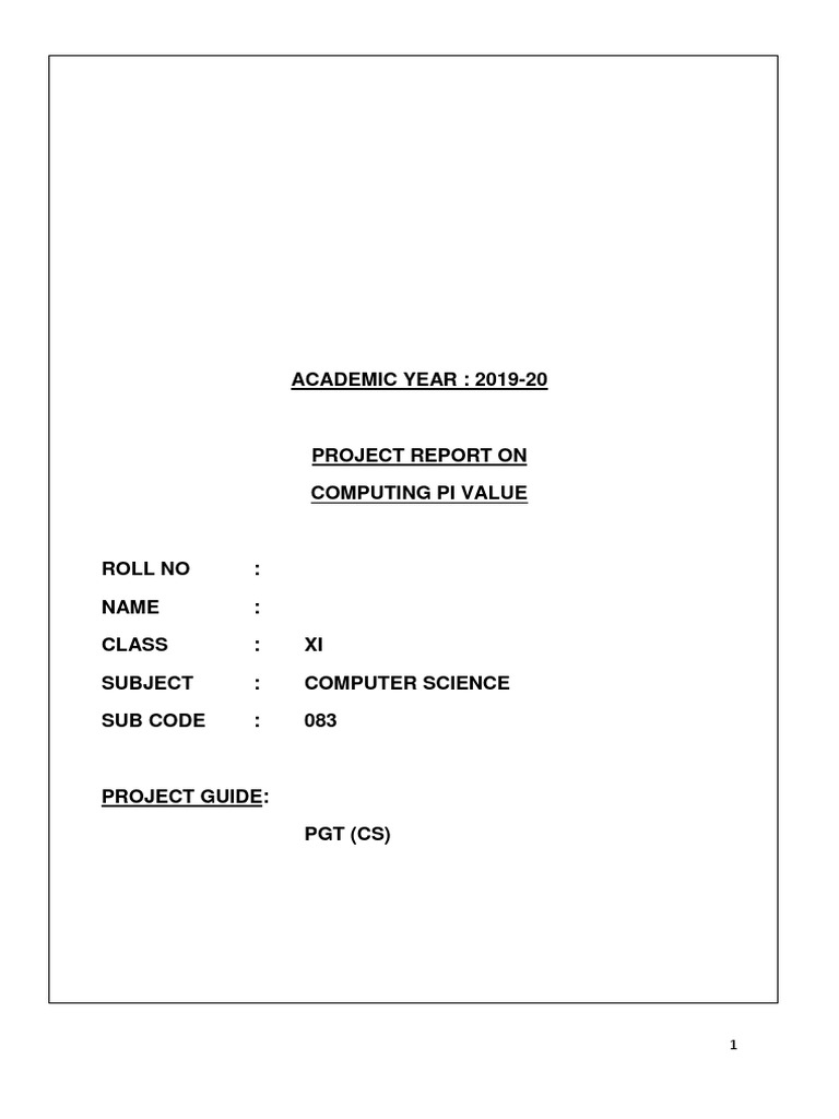 Project 1 Compute Pi Value Project Pdf Pdf Software Testing Software Development 1860