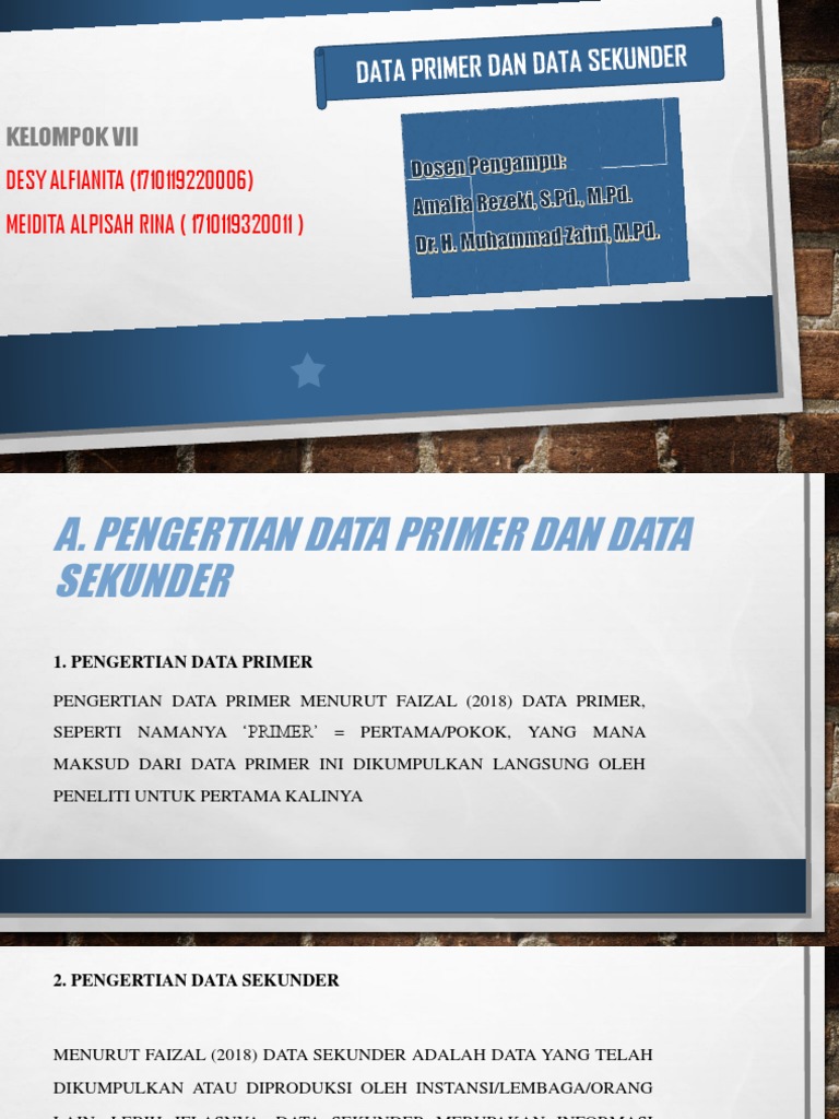 Data Primer Dan Data Sekunder | PDF