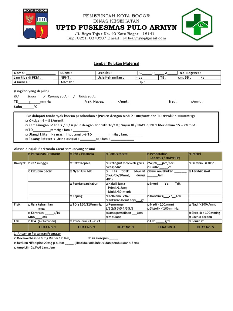Lembar Rujukan Maternal | PDF