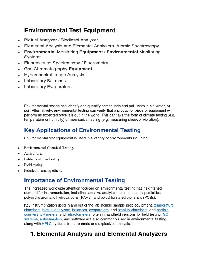 Environmental Test Equipments | PDF | Gas Chromatography | Mass ...