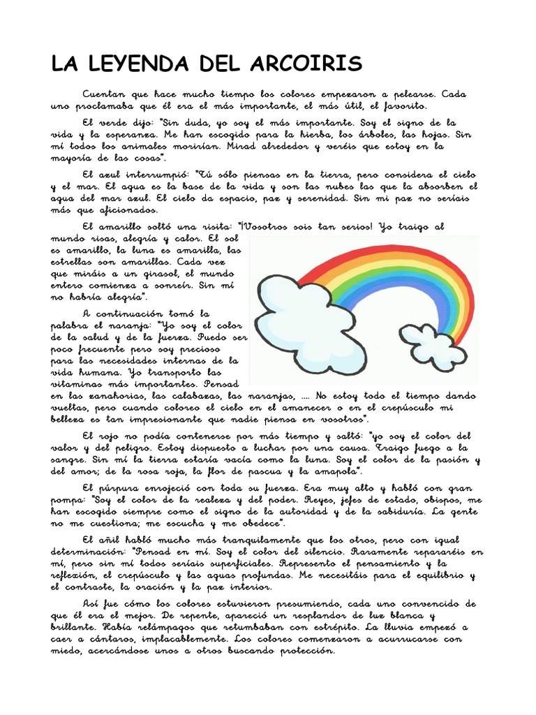 La Leyenda Del Arcoiris | PDF | Cielo | Color