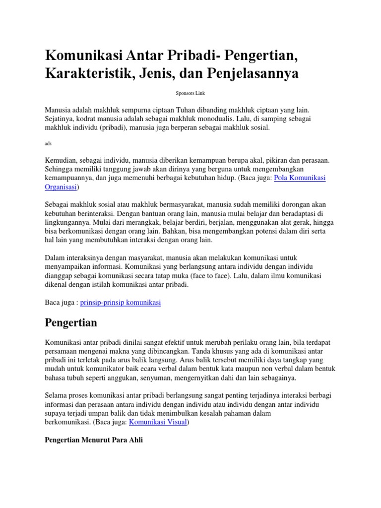 Komunikasi Antar Pribadi | PDF