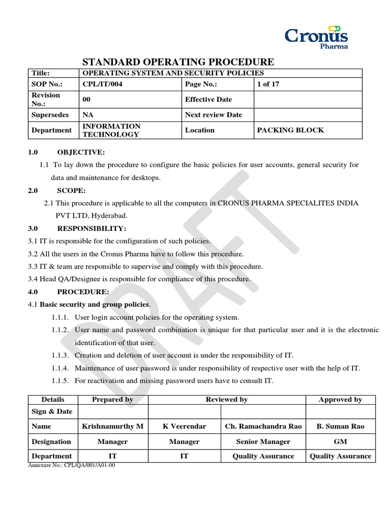 Operating System and Security Policies | PDF | Antivirus Software ...