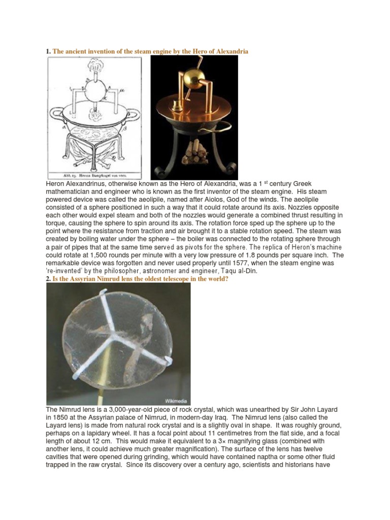 Inventions in Ancient Times | PDF | Lens (Optics) | Concrete