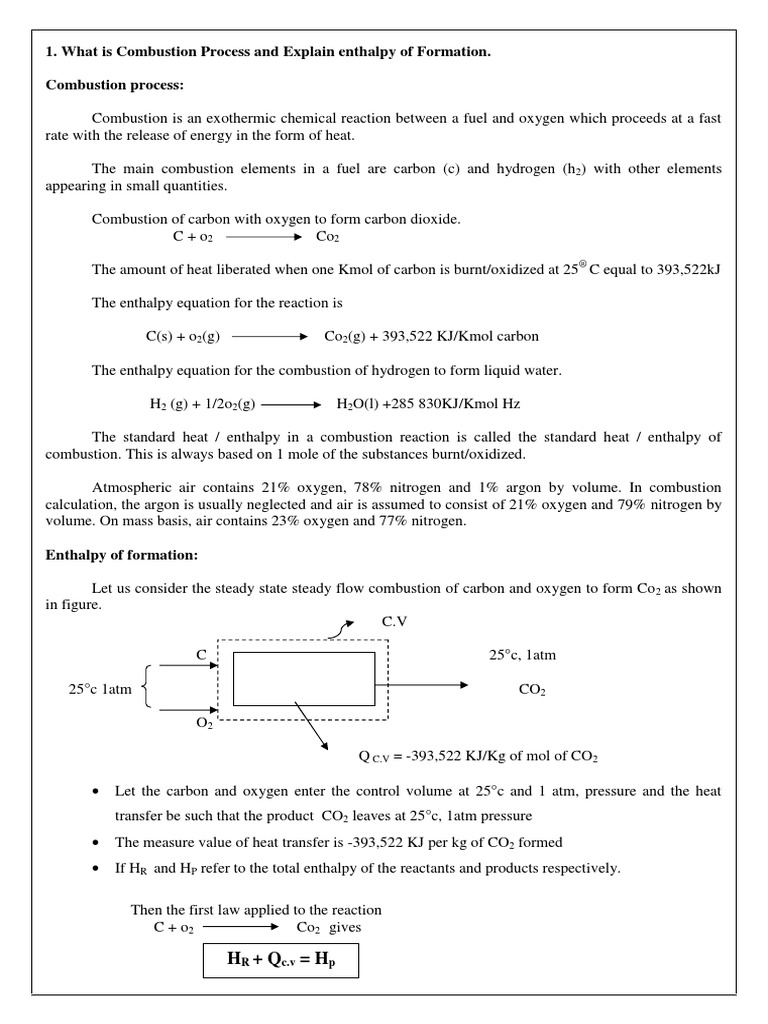 What Is Combustion Process and Explain Enthalpy of Formation. Combustion Process | Download Free ...