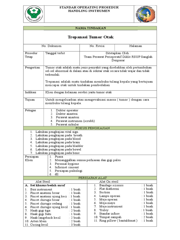 Instek Trepanasi Tumor Otak | PDF
