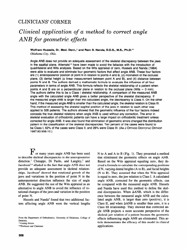 Aplicacion Correcta Del Metodo ANB | PDF | Correlation And Dependence ...