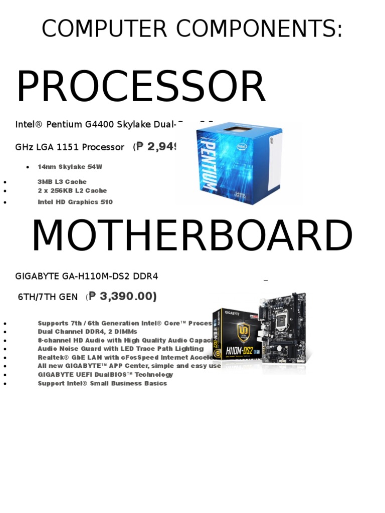 Computer Components:: Processor | PDF