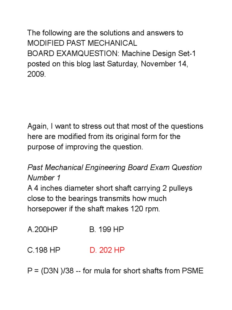 Machine Design Board Exam | PDF | Heat Treating | Steel