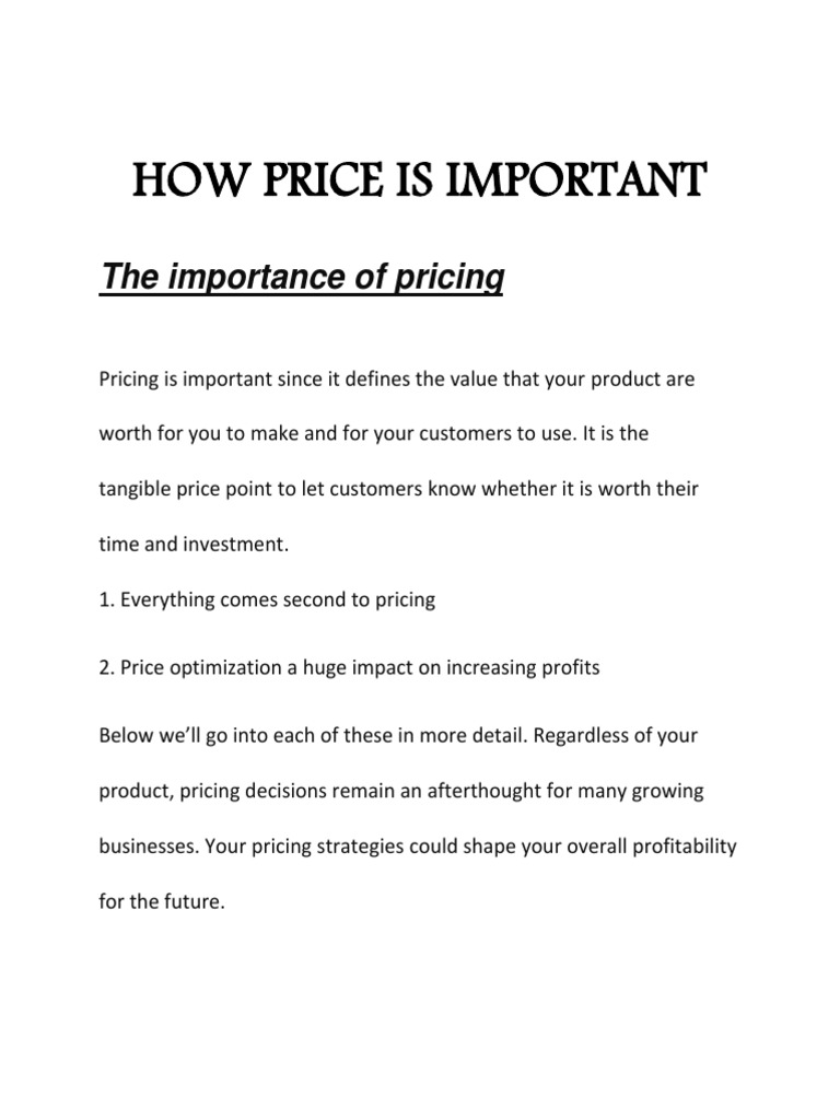 How Price Is Important: The Importance of Pricing | PDF | Pricing | Prices
