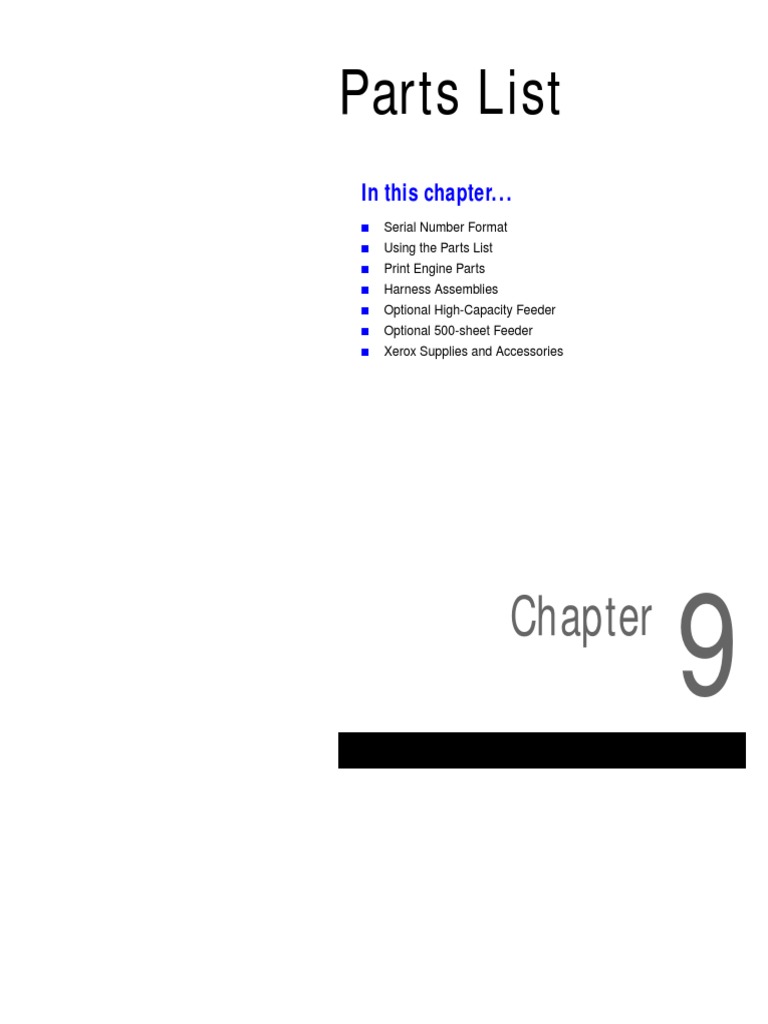 Parts List: in This Chapter.. | PDF | Printer (Computing) | Office Work