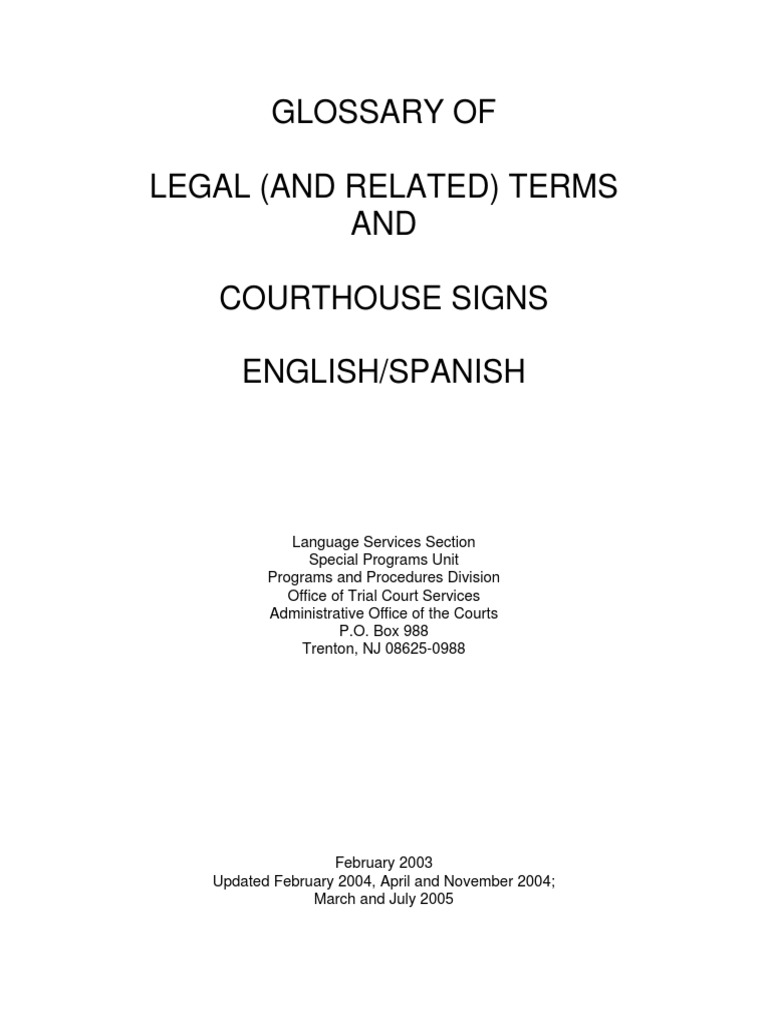 Glossary of Legal (And Related) Terms AND Courthouse Signs English ...