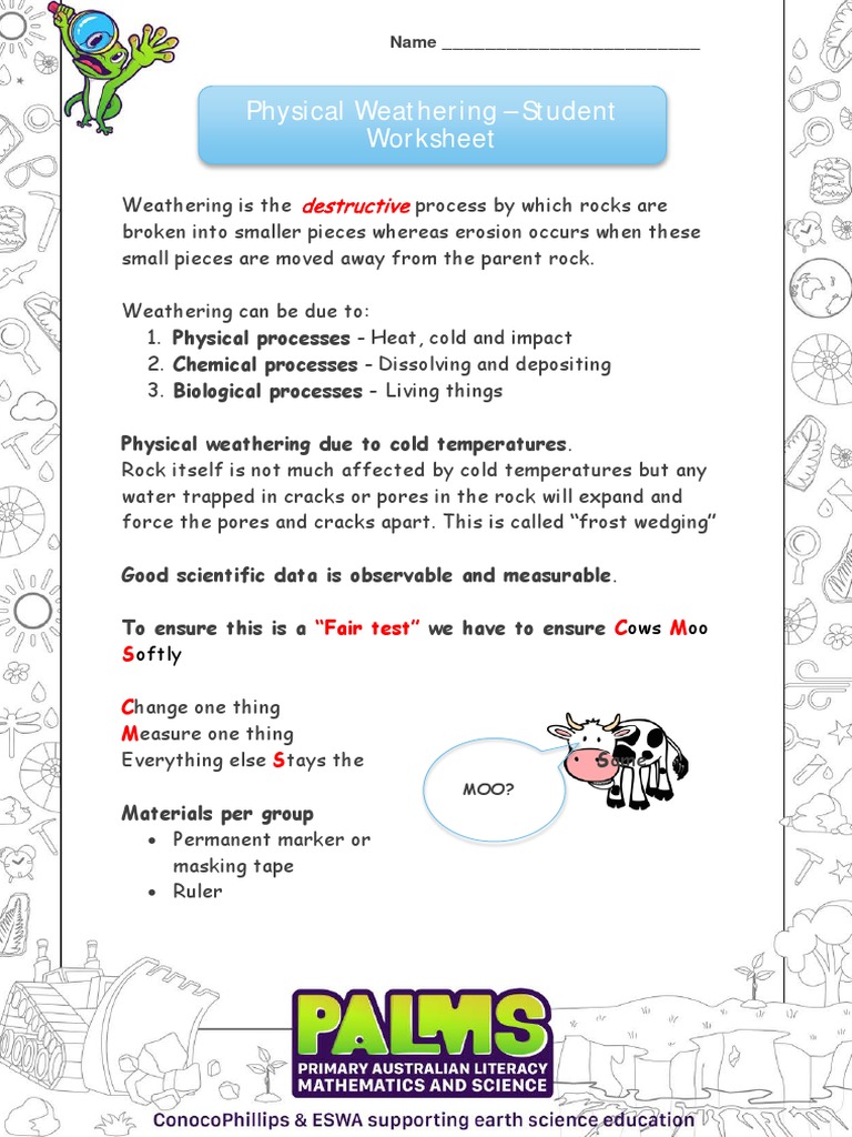 Physical Weathering - Student Worksheet | Download Free PDF ...