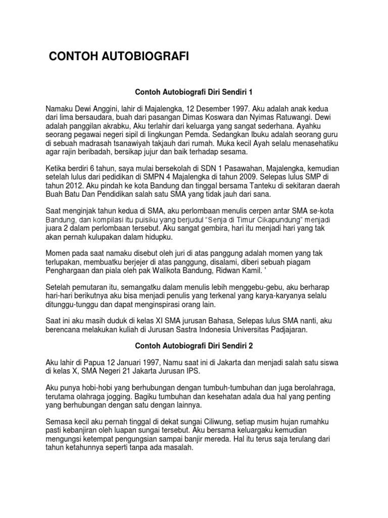 Contoh Autobiografi Pdf