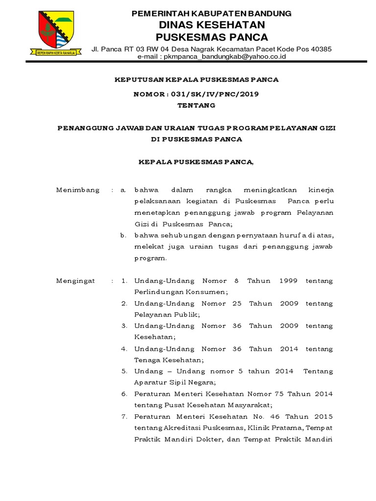 13 SK Pemegang Program Gizi 2019 Done | PDF